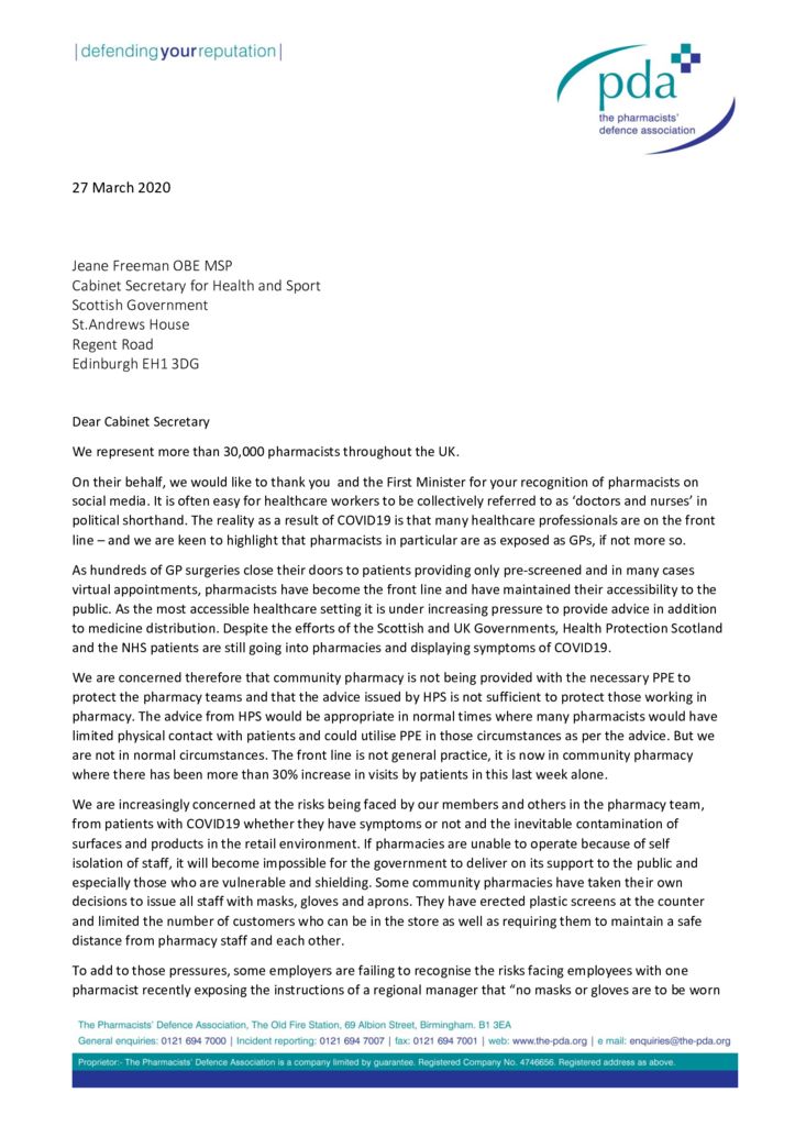 PDA call on Jeane Freeman to ensure PPE is made available to community ...