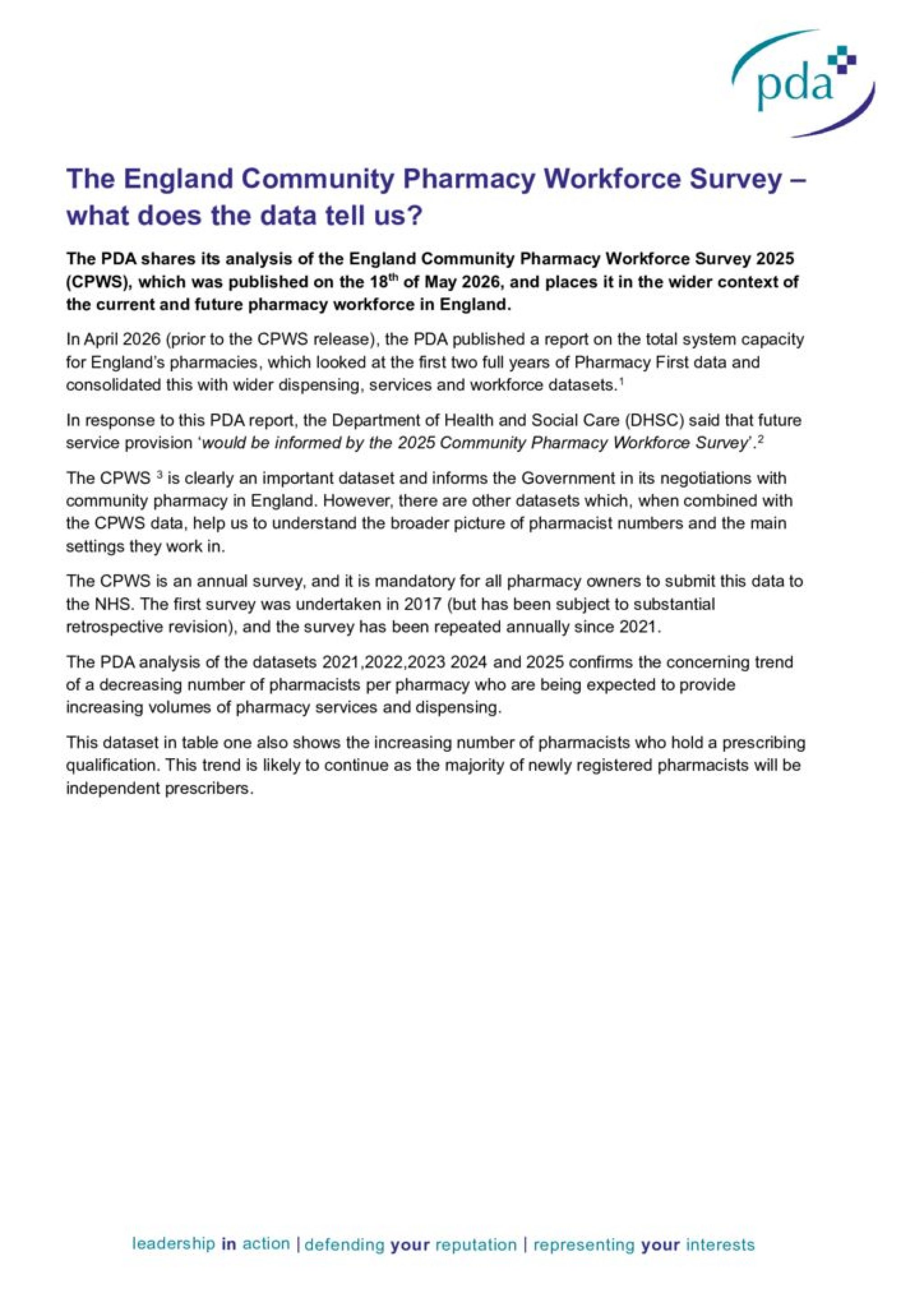 The England Community Pharmacy Workforce Survey – what does the data ...